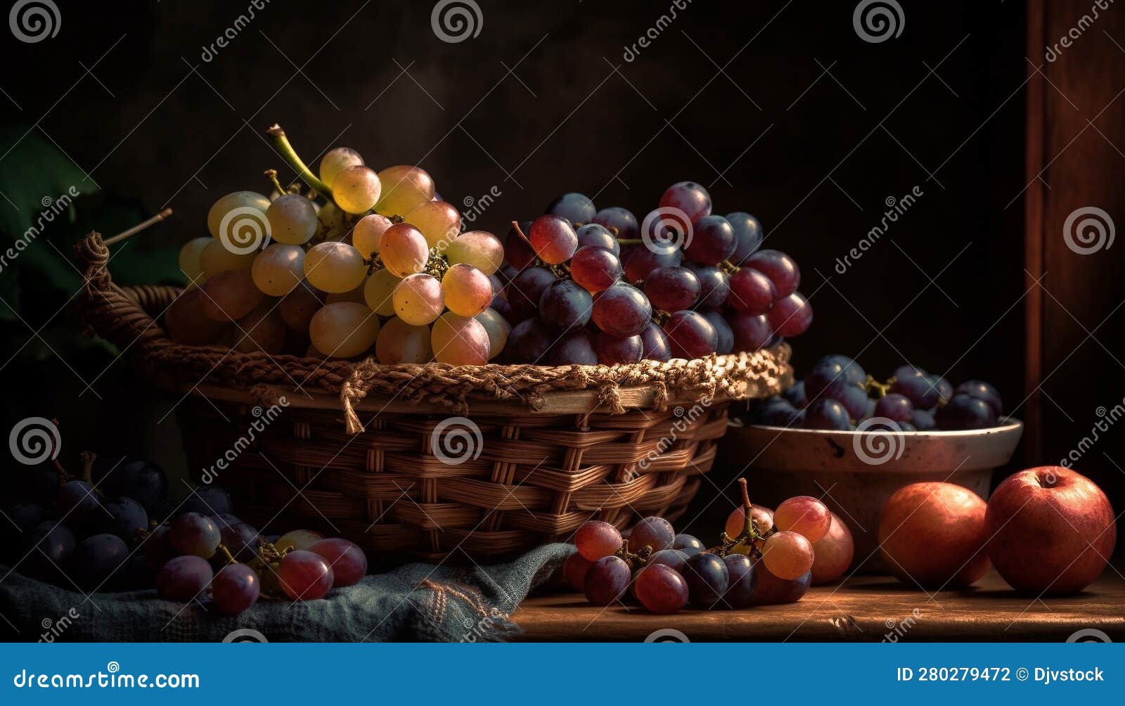 Rustic Harvest Basket Filled with Fresh Organic Fruit and Vegetables ...