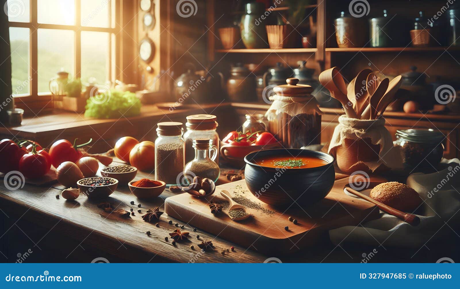 Rustic Hearth Farmhouse Kitchen Still Life Stock Illustration ...