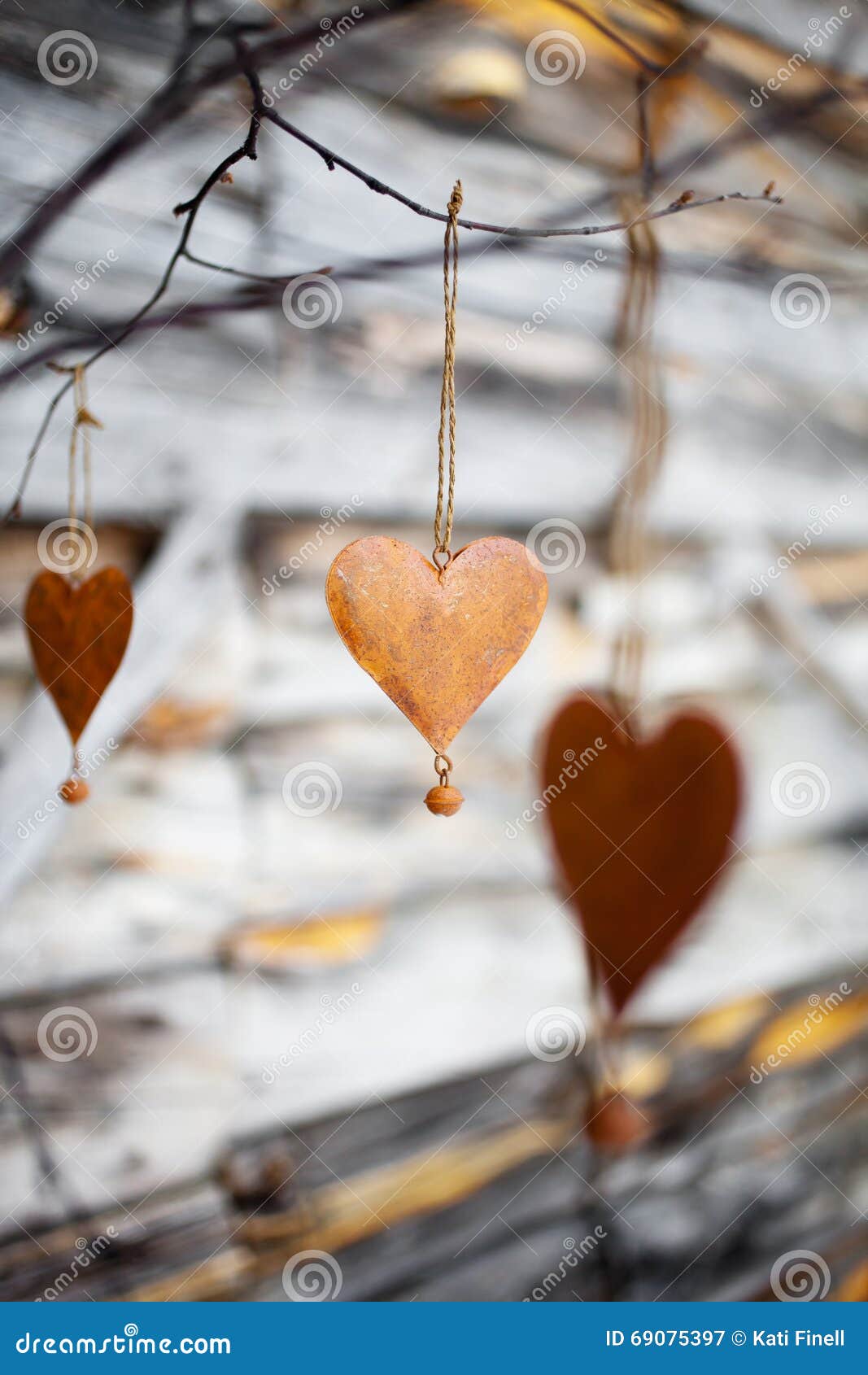 Rustic hearts stock image. Image of hanging, beautiful - 69075397