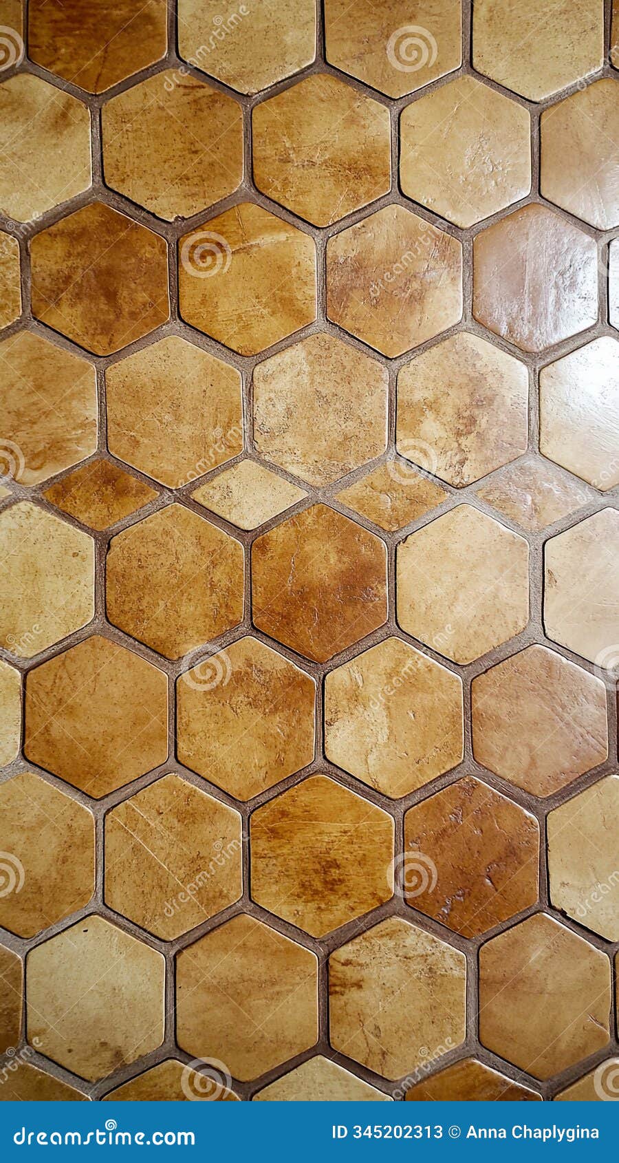Rustic Hexagonal Tile Pattern with Warm Earth Tone Colors and Natural ...