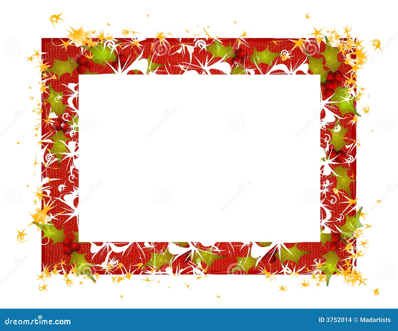 Rustic Holly Leaves Christmas Frame Stock Illustration - Illustration ...