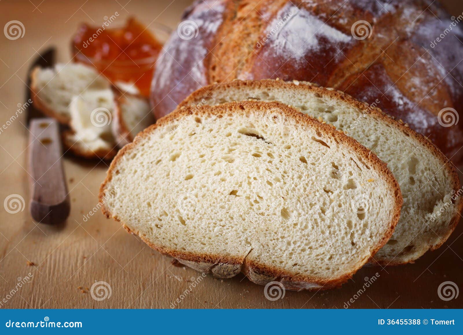 Rustic Homemade Bread Photographed Under Natural Light. Stock Photo ...