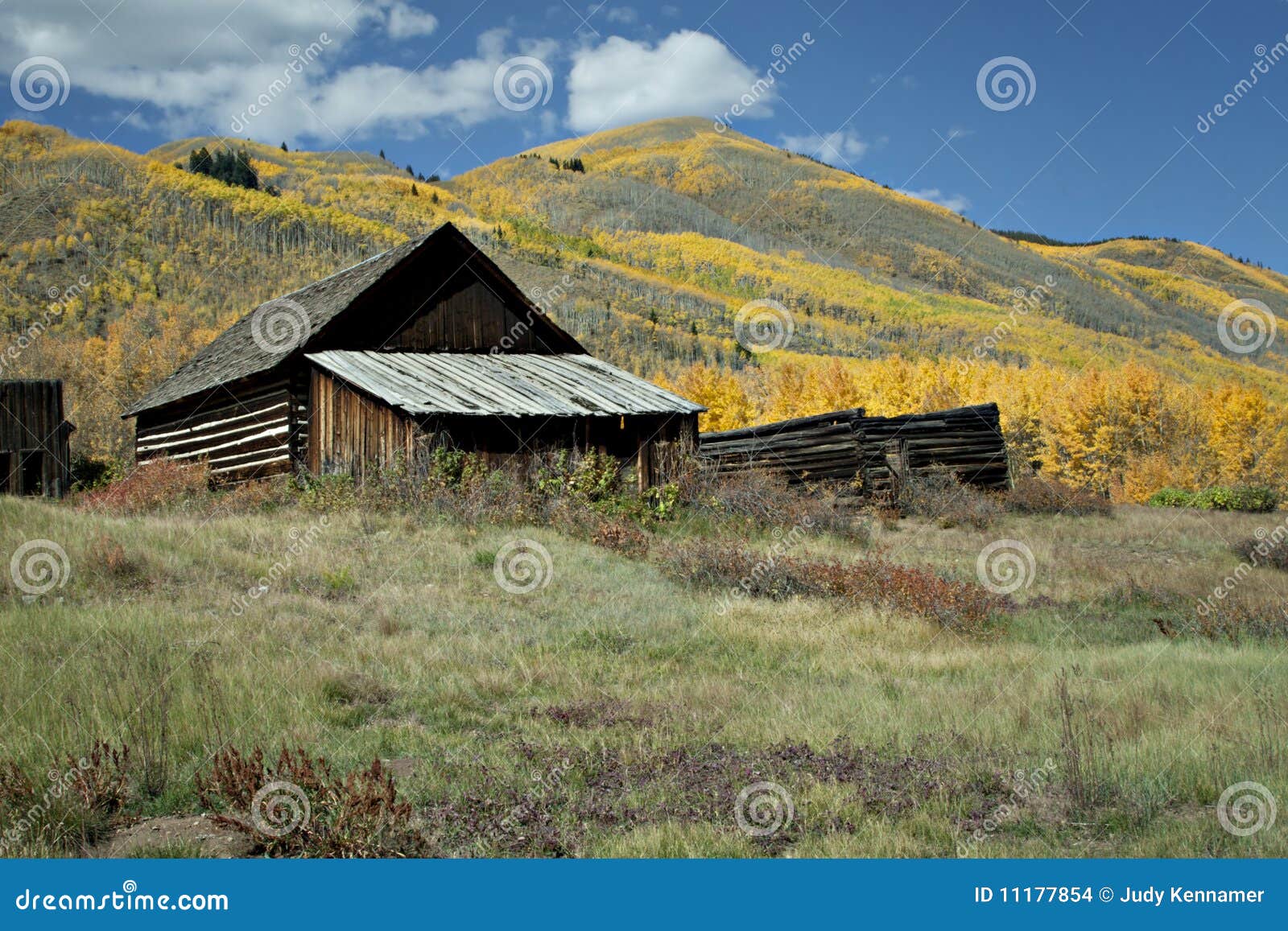 Rustic House in Colorado Mountains Stock Photo - Image of gold, blue ...