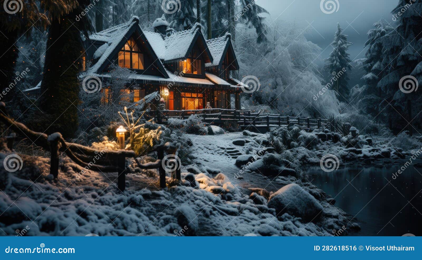 Rustic House Covered in Snow during Winter Stock Illustration ...