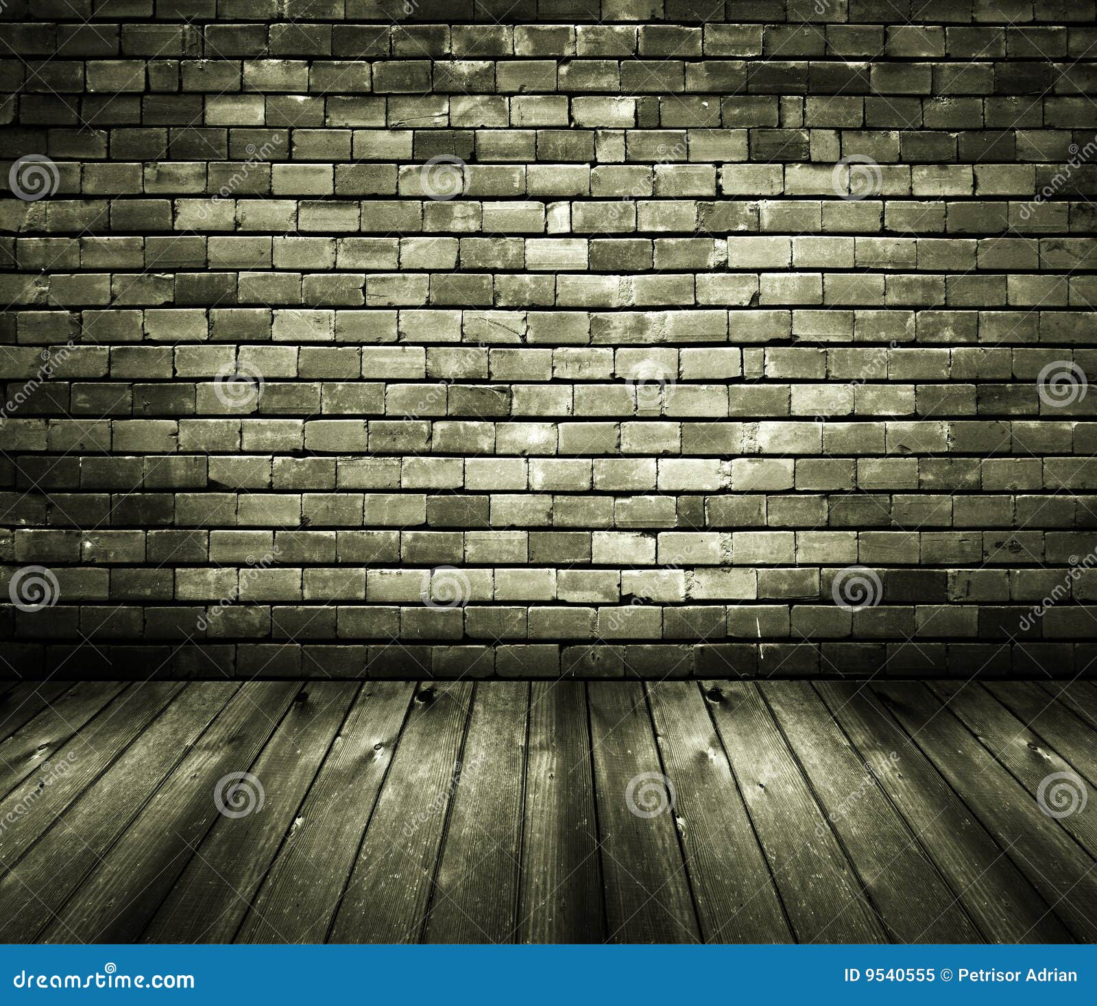 Rustic House Interior Brick Wall Wooden Floor Stock Image - Image of ...