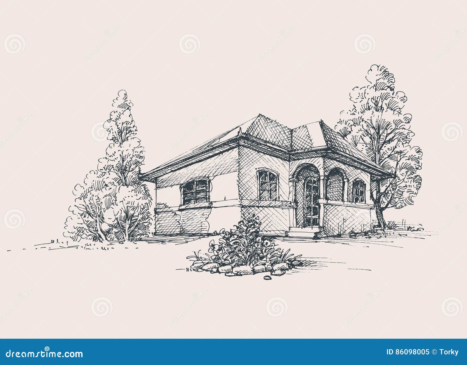 Rustic house sketch stock vector. Illustration of beautiful - 86098005