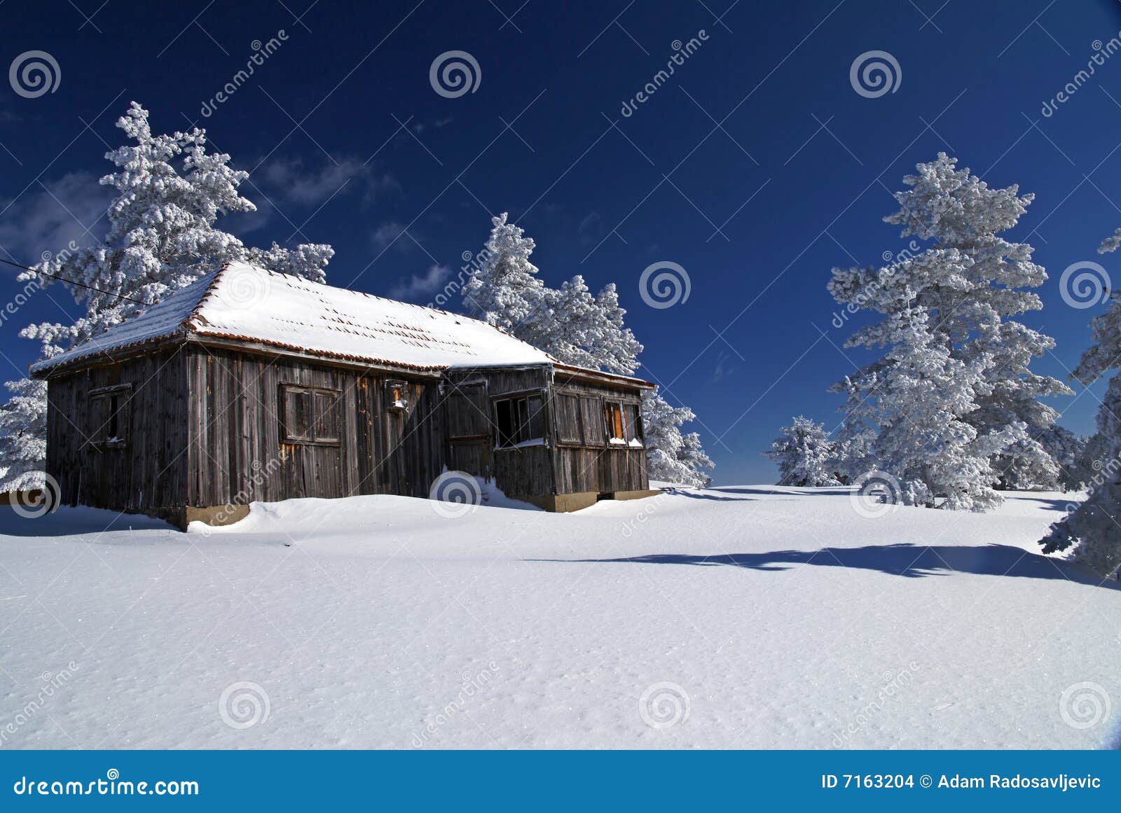 Rustic house in snow stock photo. Image of mountain, sunshine - 7163204