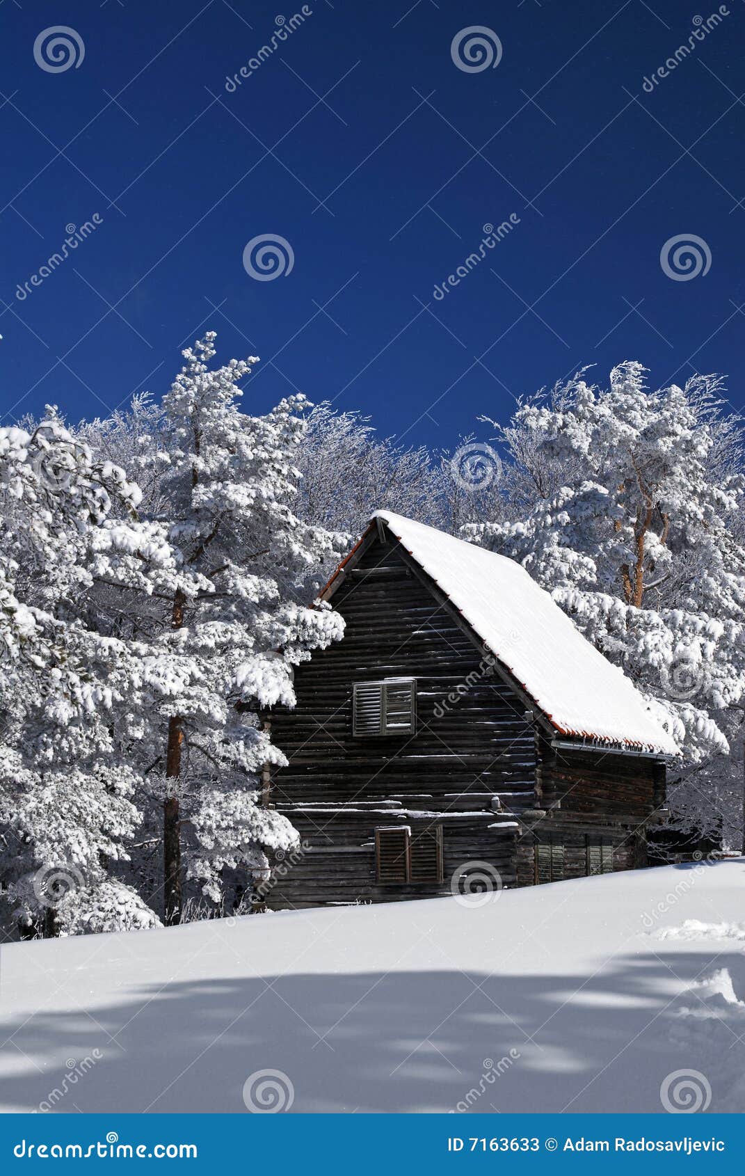 Rustic house in snow stock image. Image of exterior, winter - 7163633