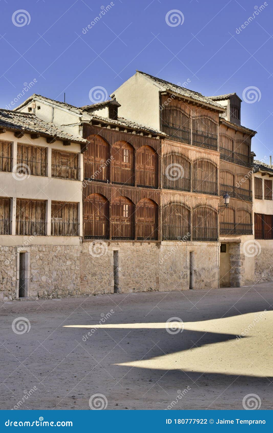 Rustic Houses in the Town Square in Spain Stock Photo - Image of ...