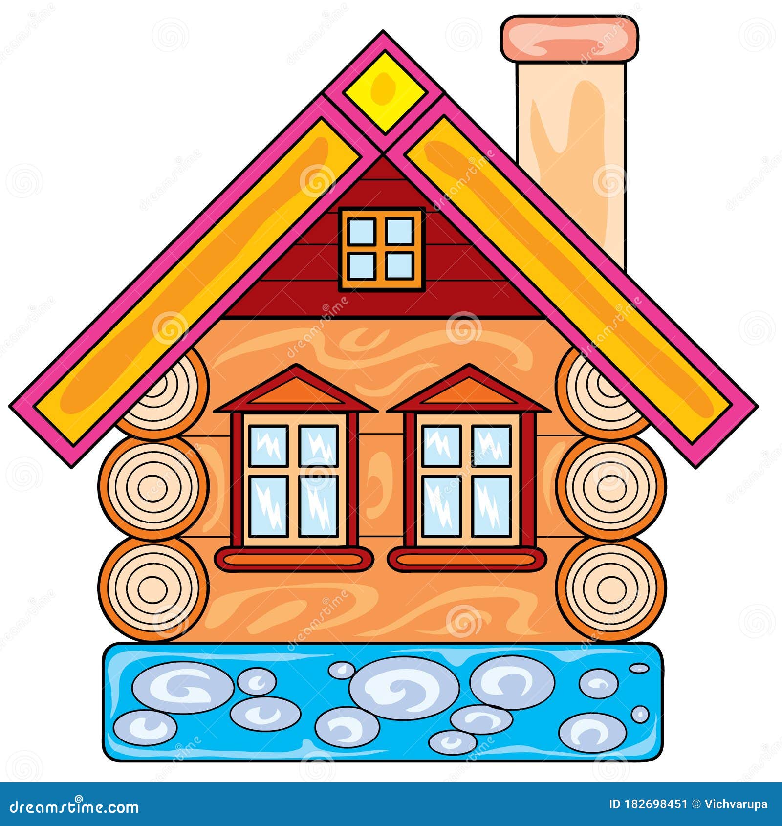 Rustic Hut on a Stone Foundation, Isolated Object on a White Background ...