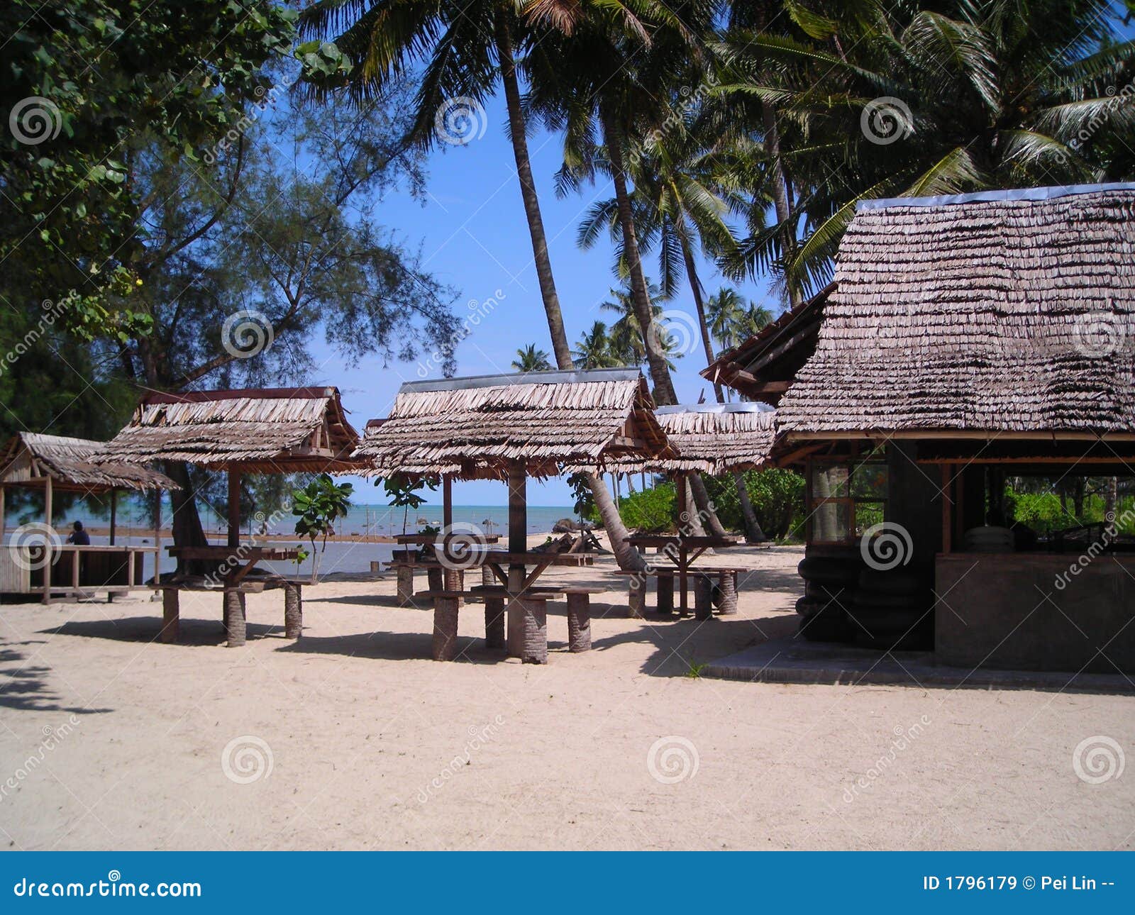 Rustic Huts by the Beach of Bintan Indonesia Stock Image - Image of ...