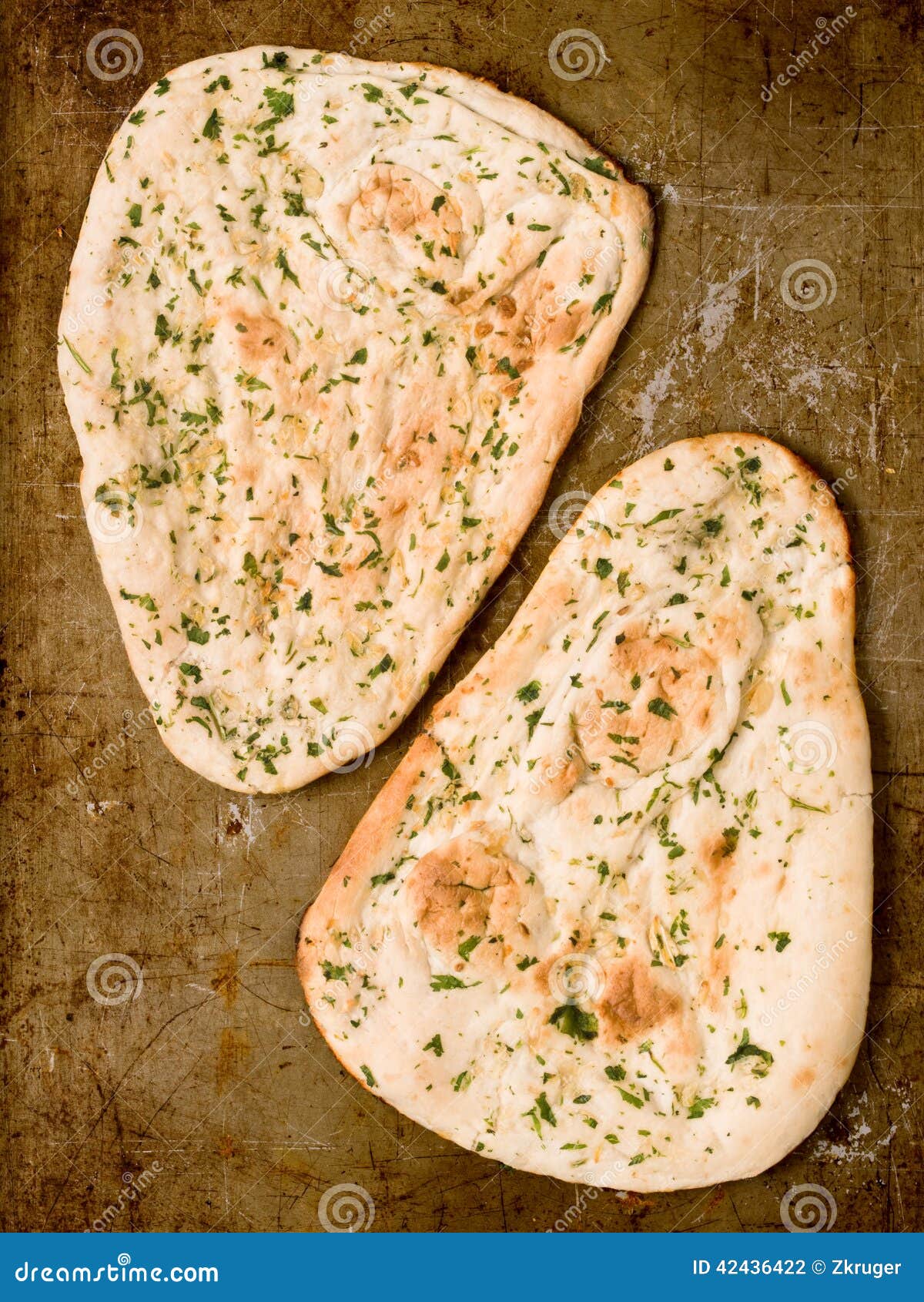 Rustic Indian Garlic and Parsley Naan Bread Stock Photo - Image of ...