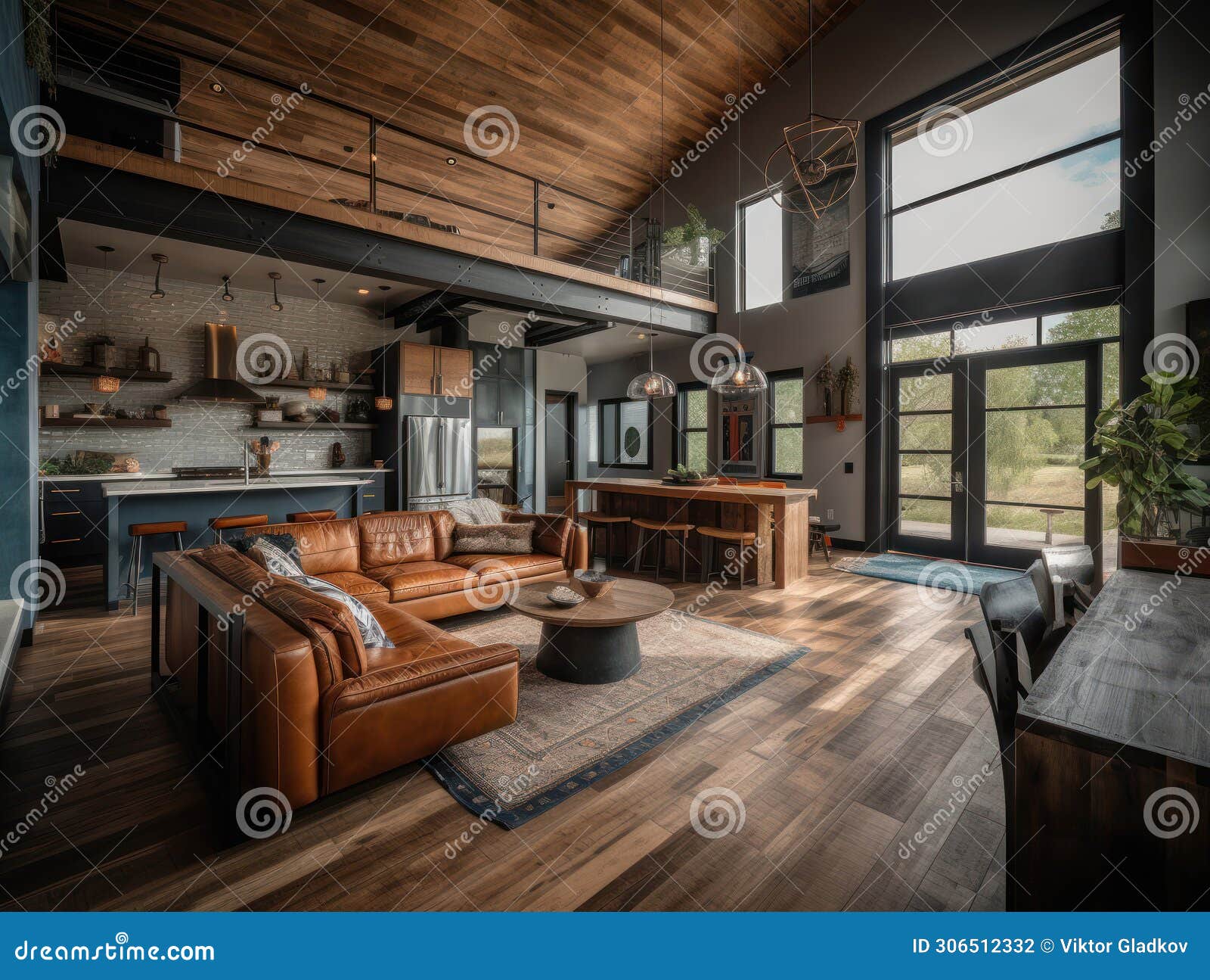 Rustic Industrial Loft with Chic Interior Design. Generative AI Stock ...