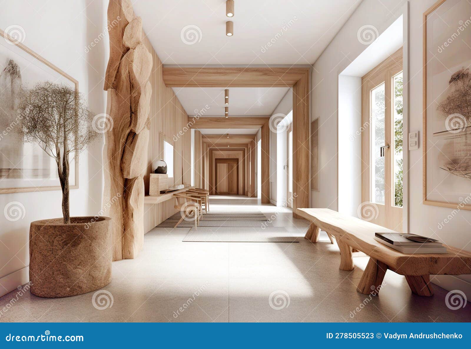 Rustic Interior Design of Modern Entrance Hall with Wooden Paneling and ...