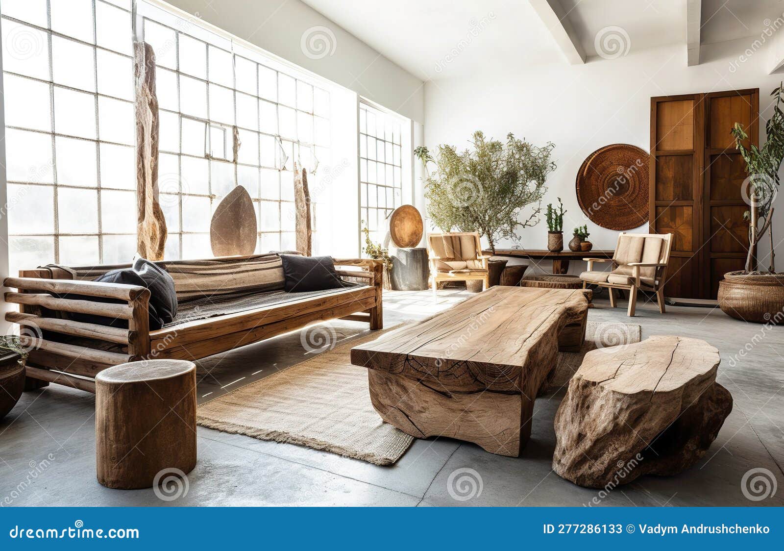 Rustic Interior Design of Modern Living Room. Created with Generative ...