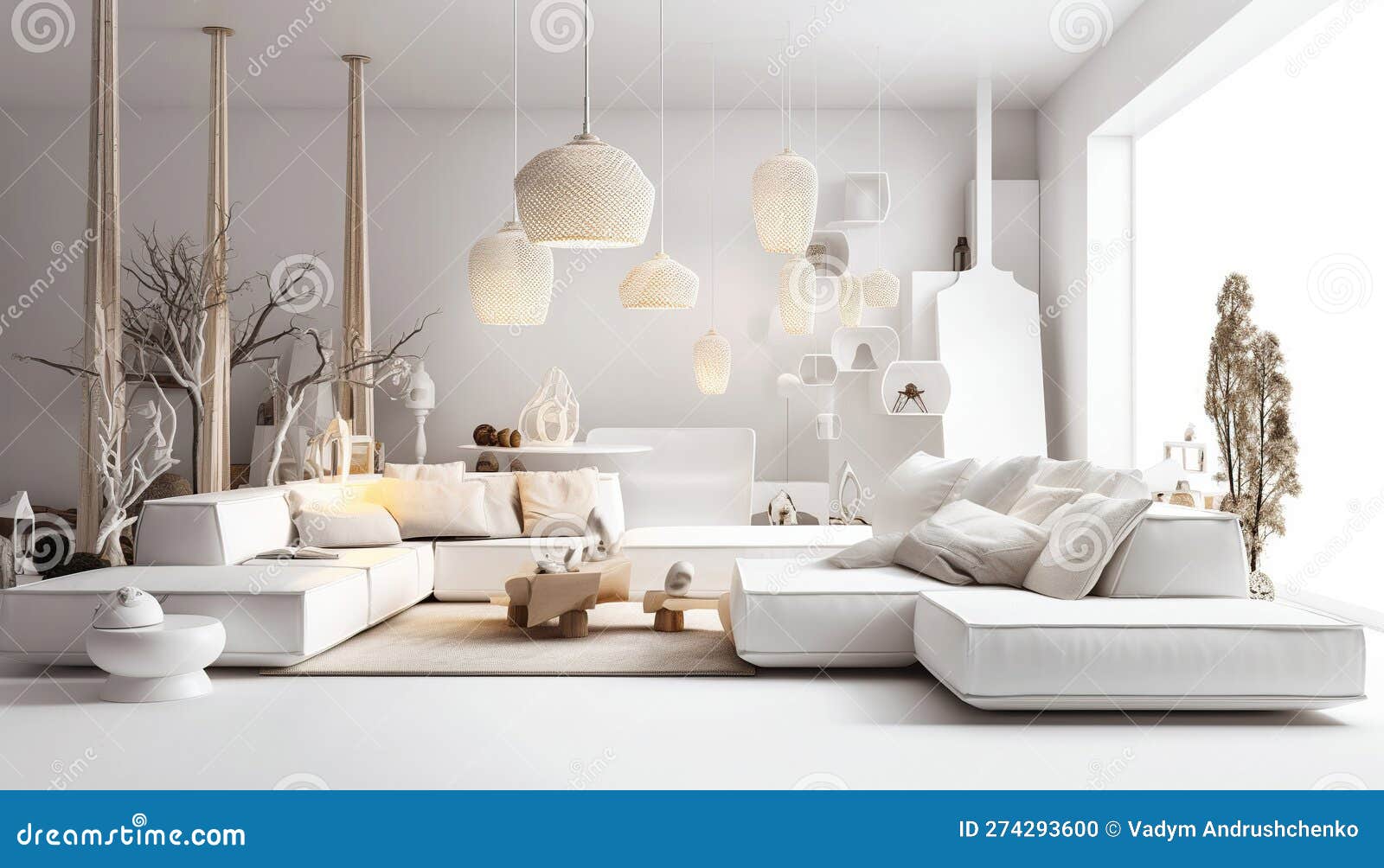 Rustic Interior Design of Modern White Living Room. Created with ...