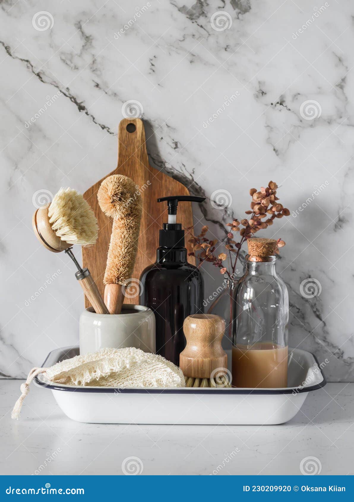 Rustic Interior Kitchen. Tools for Washing Dishes, Cleaning in the ...