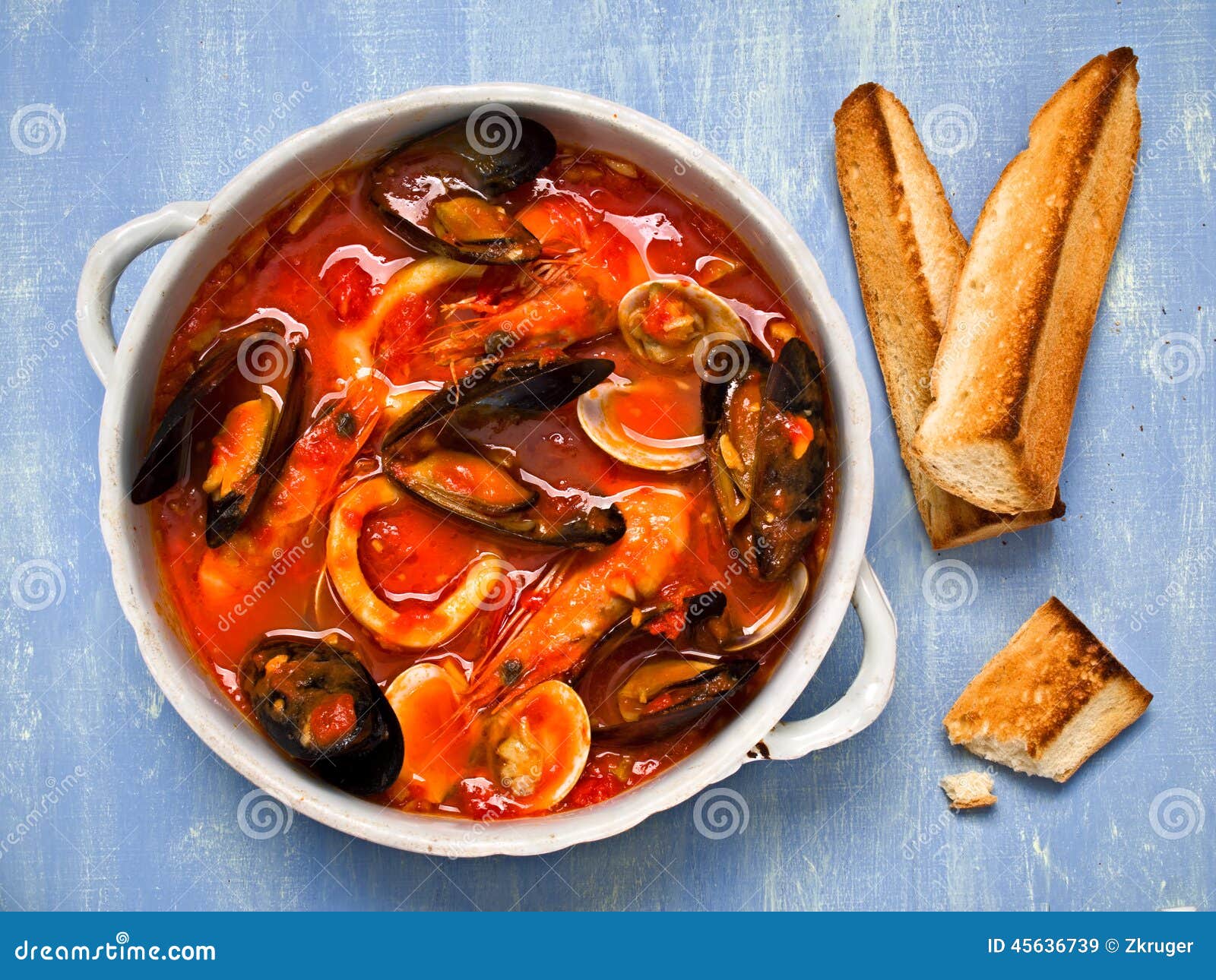 Rustic Italian Seafood Soup Stock Image - Image of shrimps, prawns ...