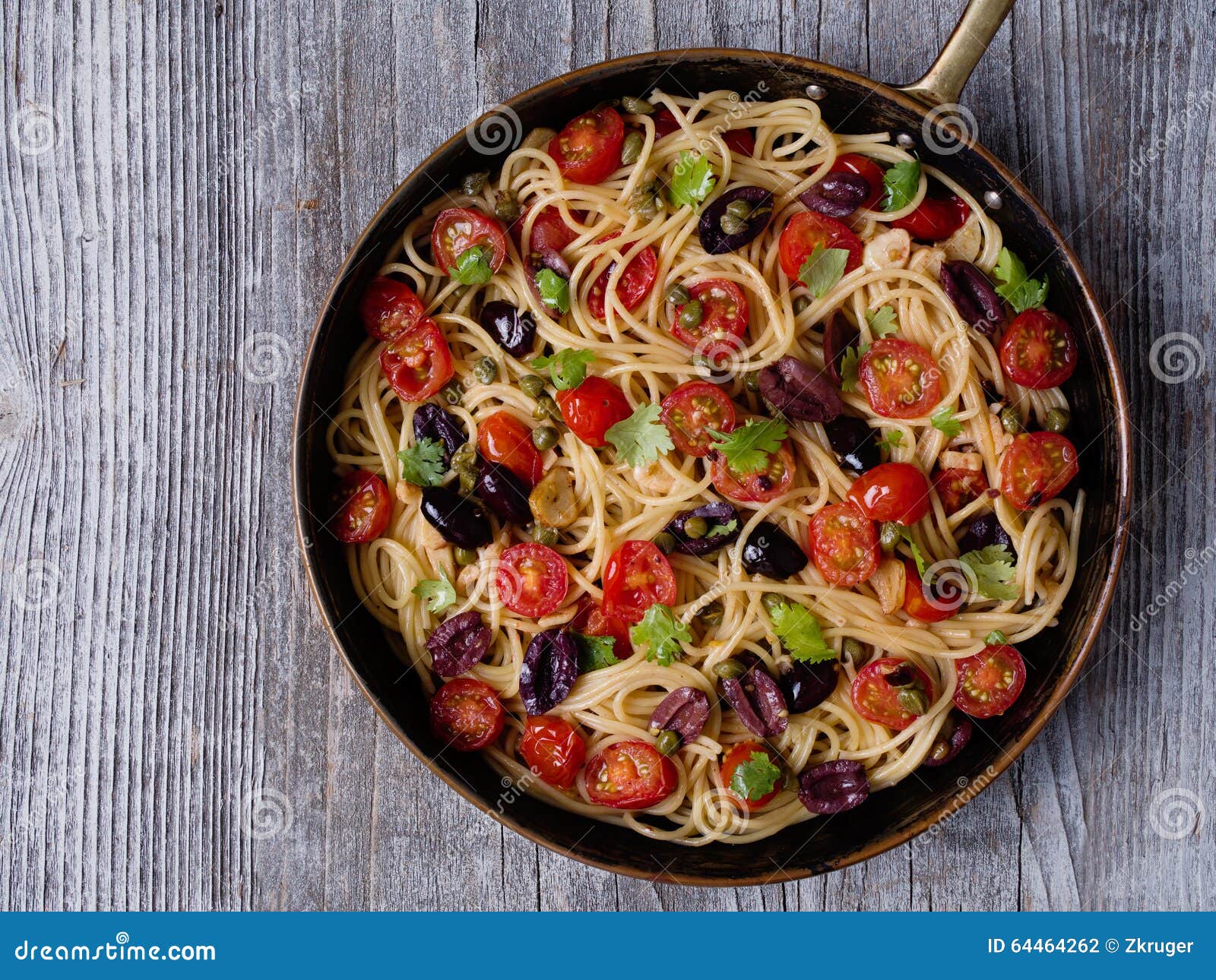 Rustic Italian Spaghetti Puttanesca Pasta Stock Photo - Image of spicy ...