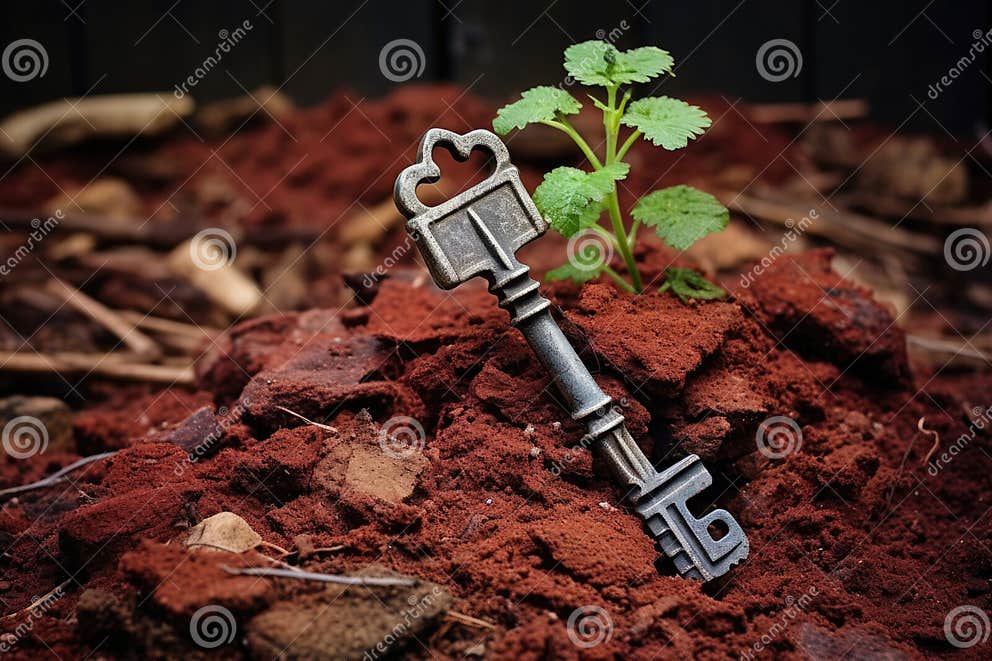 Rustic Key Placed Atop a Pile of Old Red Bricks Stock Photo - Image of ...