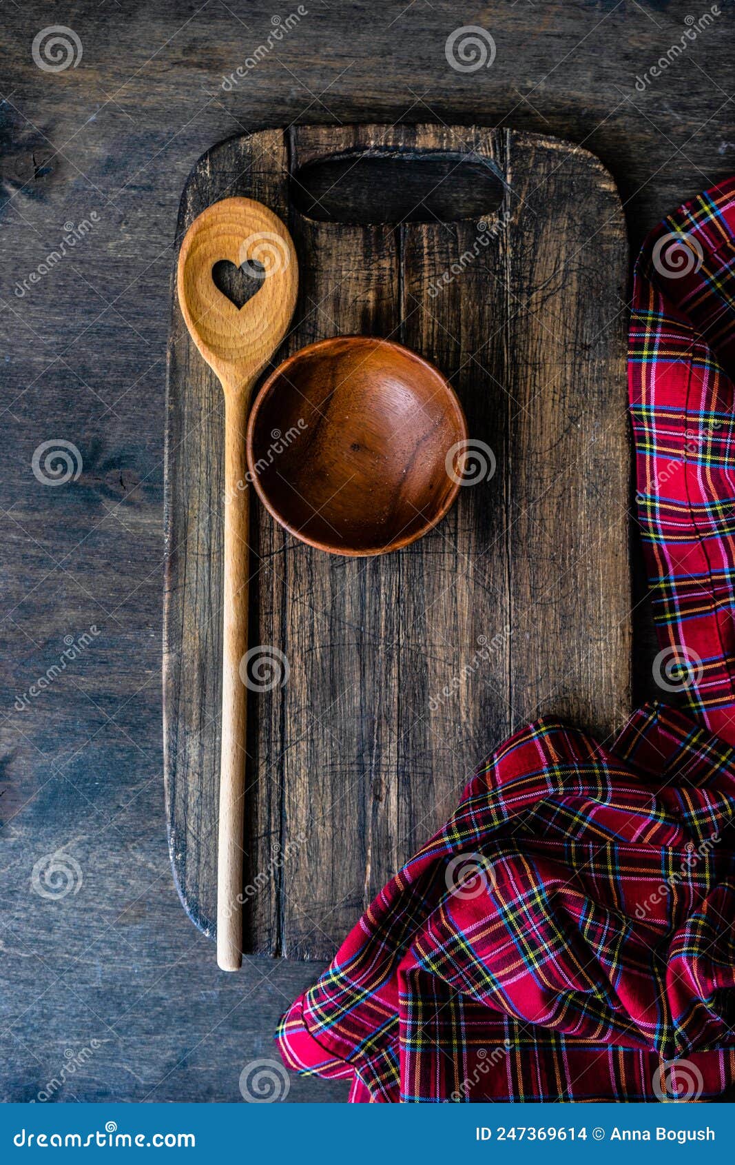 Rustic Kitchen Cooking Stuff Stock Photo - Image of spoon, cutting ...