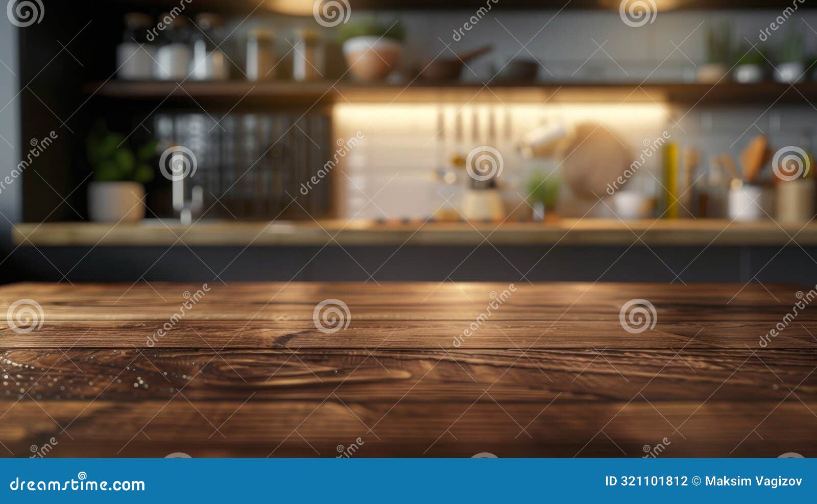 Rustic Kitchen Counter with Blurred Background, Generative AI Stock ...