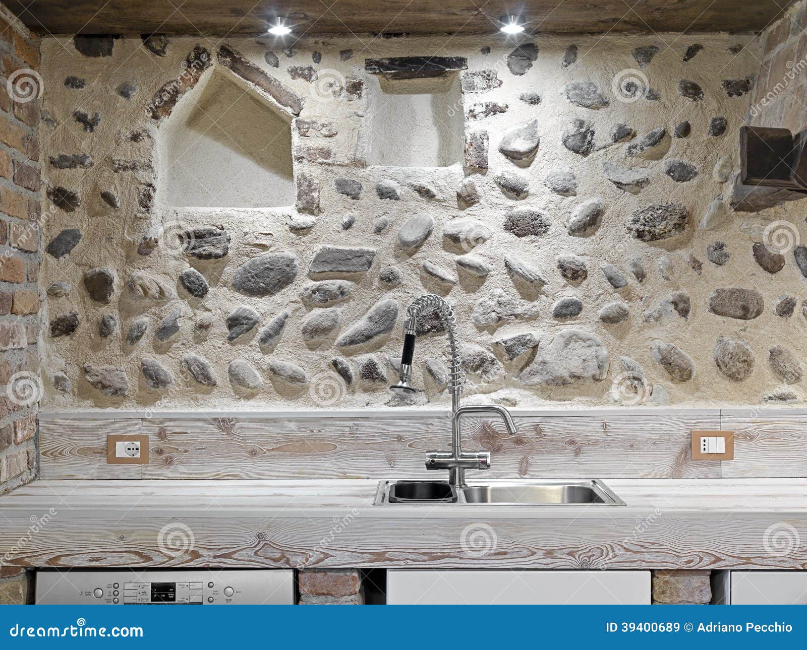 Rustic kitchen stock image. Image of wall, rustic, apartment - 39400689