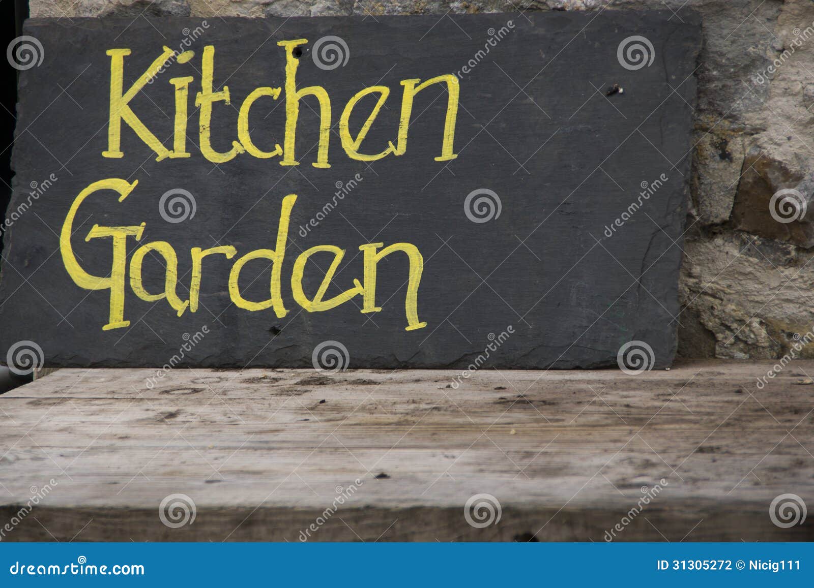 Rustic Kitchen Garden sign stock photo. Image of handwritten - 31305272