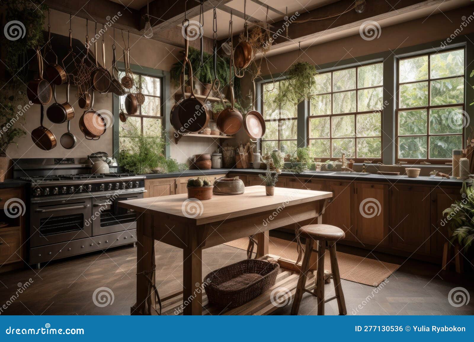 Rustic Kitchen. Generate Ai Stock Illustration - Illustration of ...