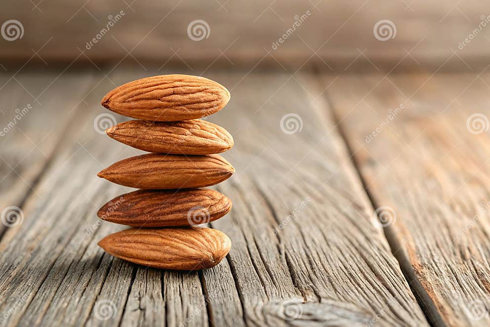 A Stack of Almonds Over Rustic Background Stock Image - Image of ...
