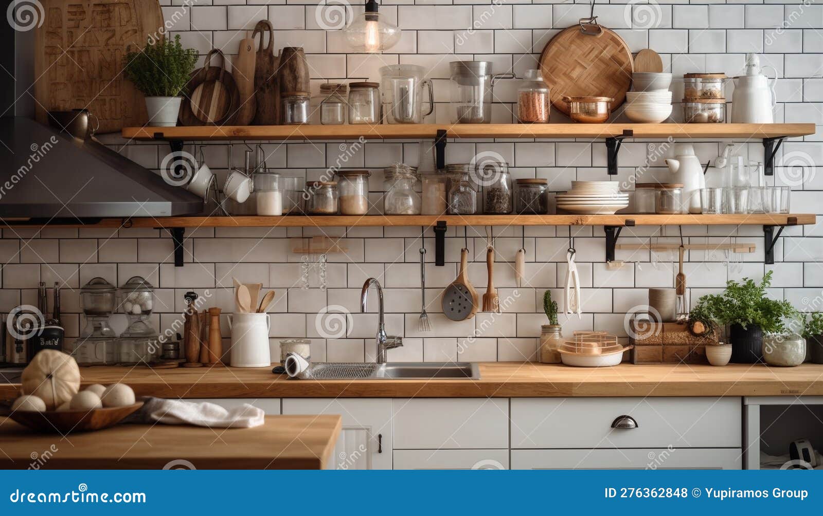Rustic Kitchen Shelf Displays Modern Kitchenware Collection Generated ...
