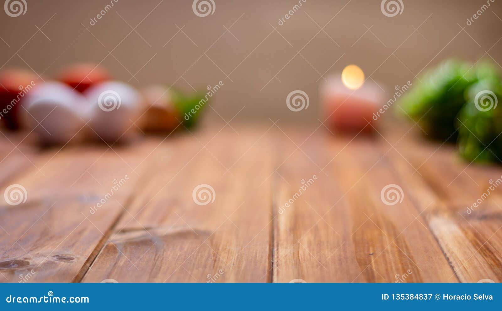 Rustic Kitchen Table, in the Background Some Foods Out of Focus Stock ...