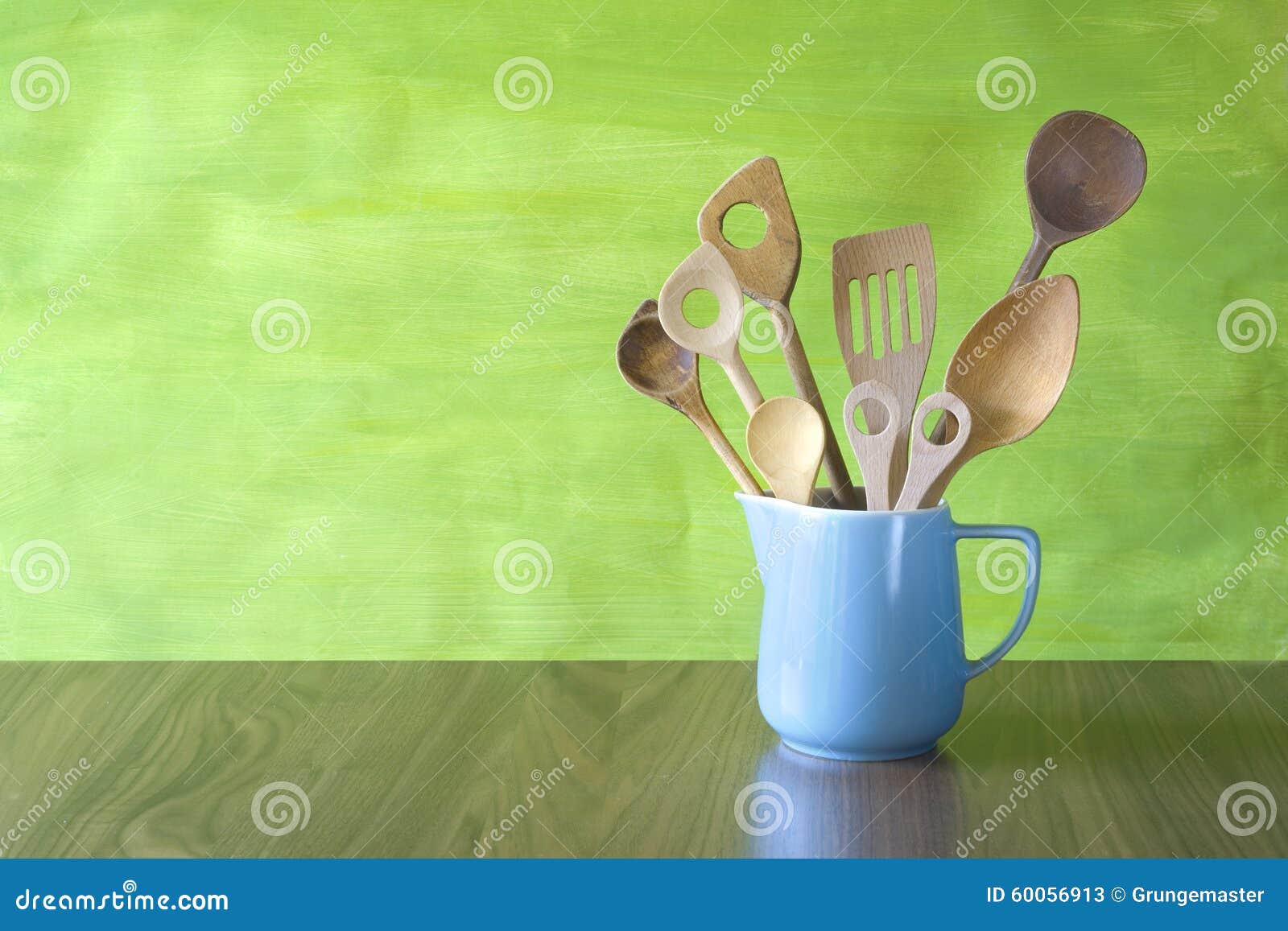 Rustic Kitchen Utensils in an Old Jug Stock Image - Image of kitchen ...
