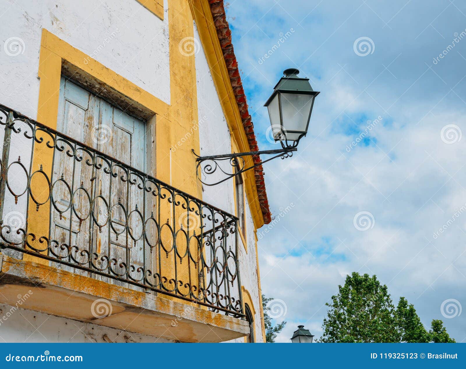 Rustic Lamp Post and Balcony in Portugal Stock Image - Image of ...