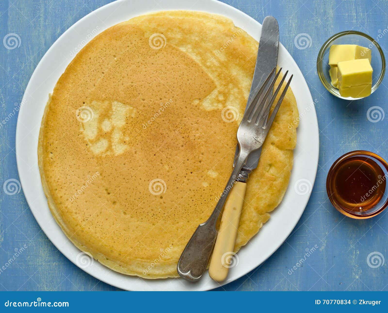 Rustic Large Homemade Pancake Stock Photo - Image of cooked, syrup ...