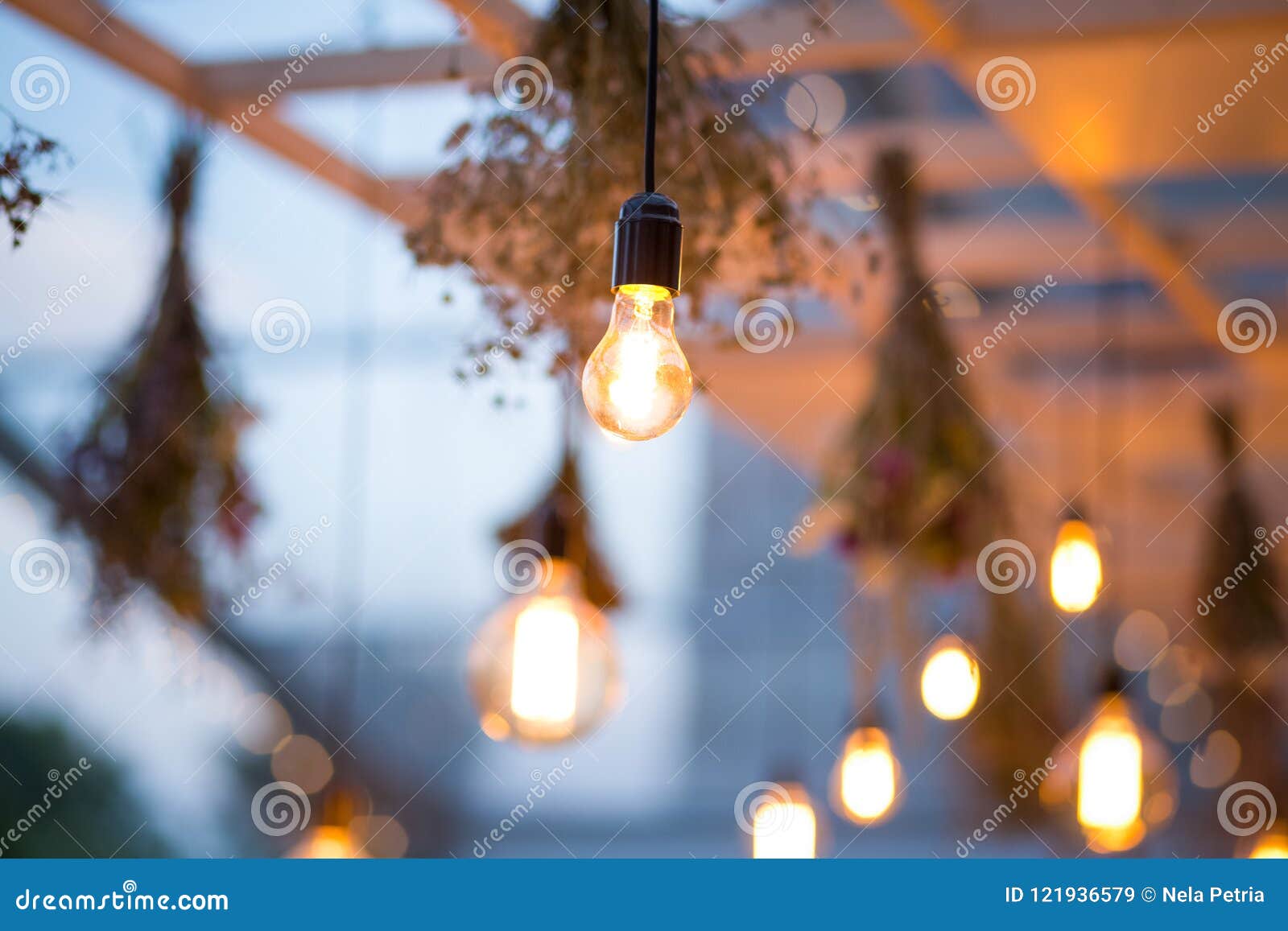 Rustic Light Bulb Garden Lights Stock Image - Image of decoration ...