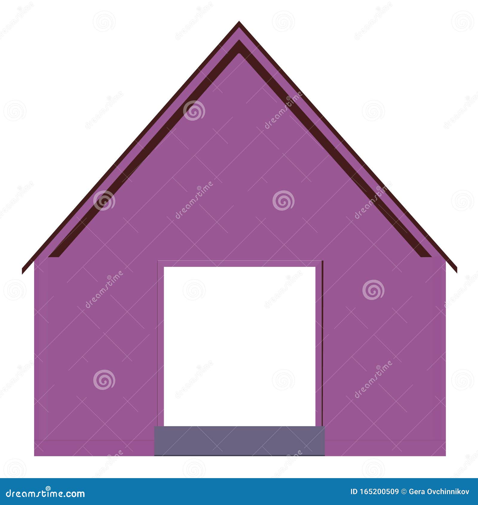 Rustic Little House. a Simple House Structure. Front View. 3D Stock ...