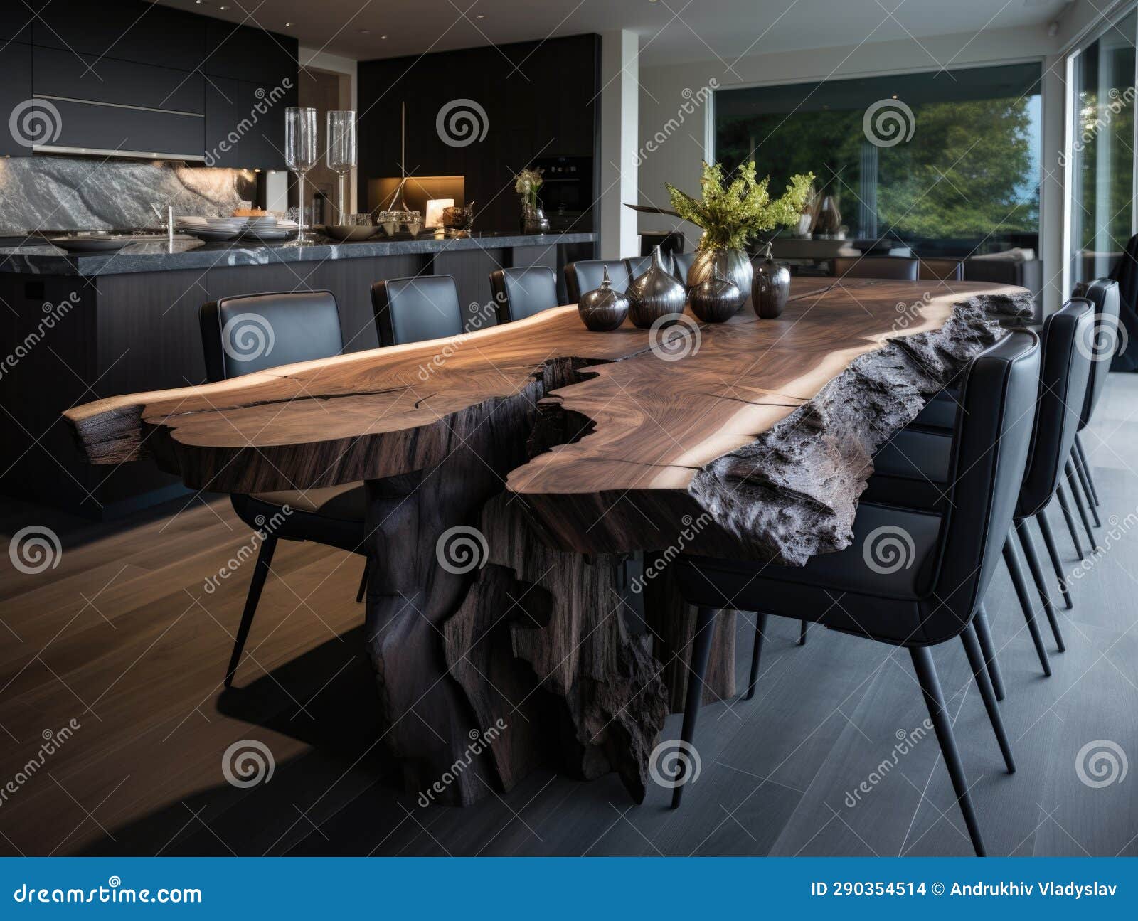 Rustic Live Edge Dining Table Made from Wooden Slab and Stumps ...