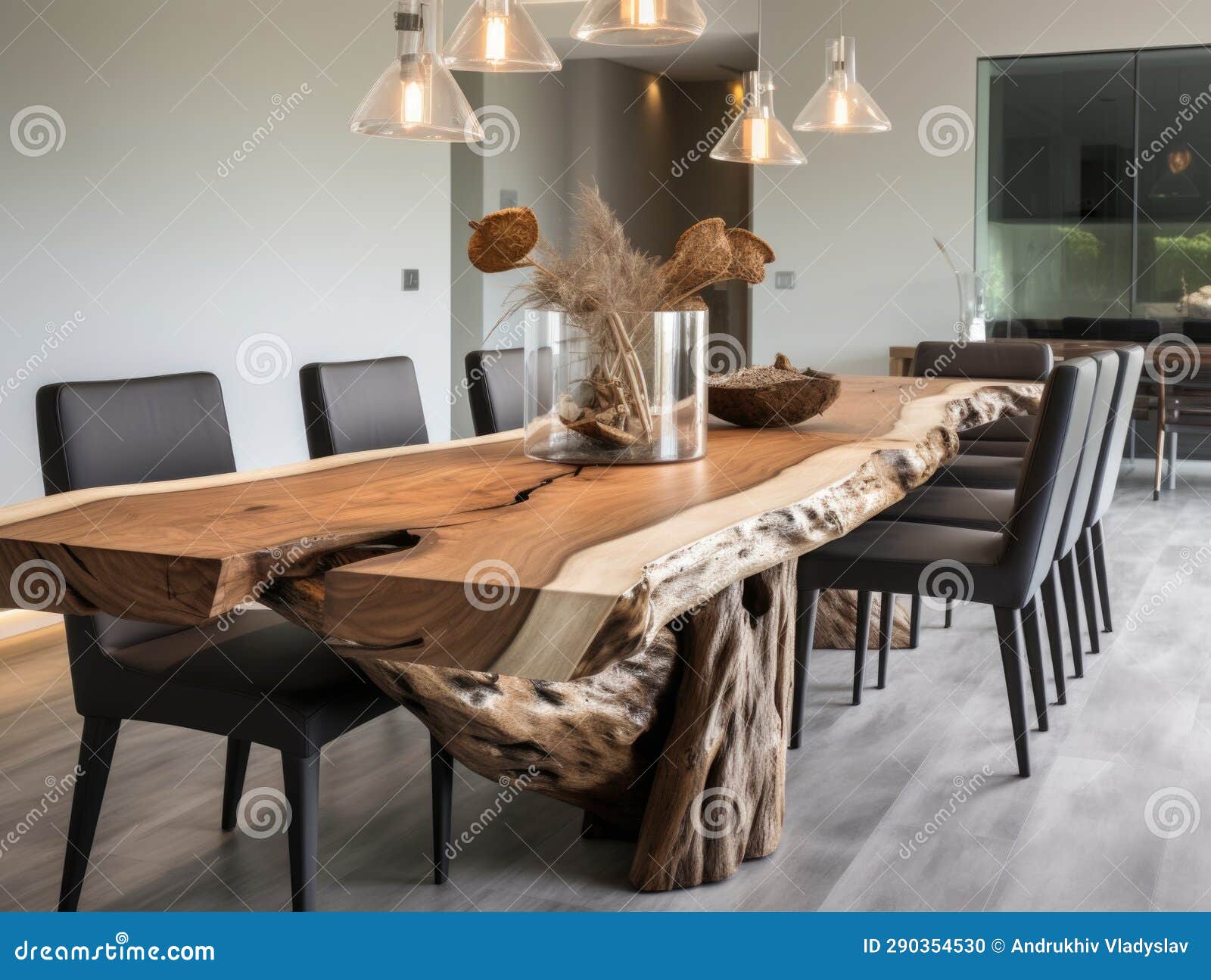 Rustic Live Edge Dining Table Made from Wooden Slab and Stumps ...