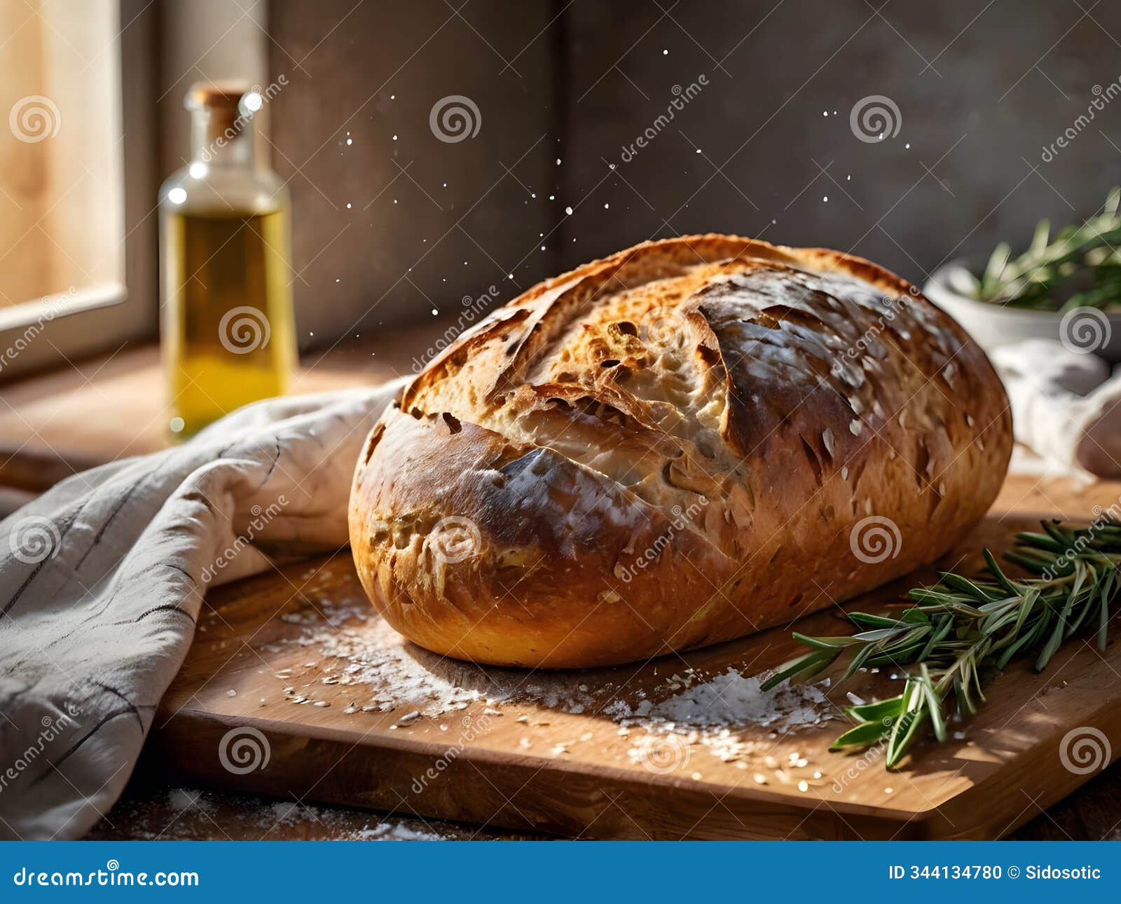 Rustic Loaf of Artisan Bread Stock Illustration - Illustration of scene ...
