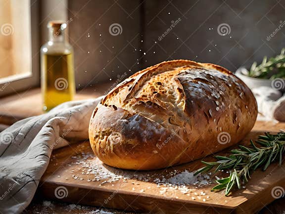 Rustic Loaf of Artisan Bread Stock Illustration - Illustration of scene ...