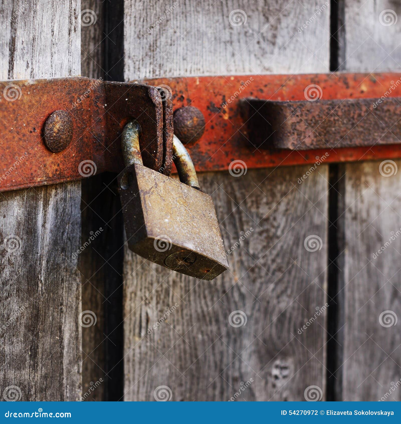 Rustic Lock Hanging at Wooden Doors Stock Photo - Image of grunge ...