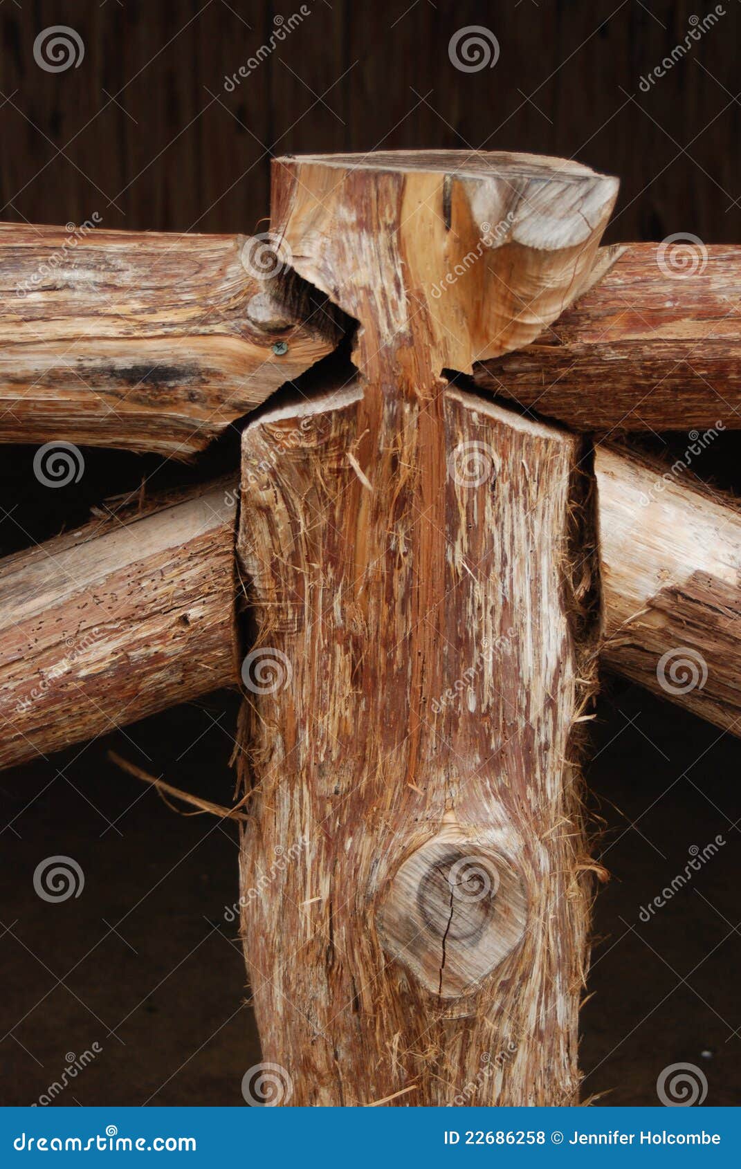 A Rustic Log Handmade Fence Stock Photo - Image of abstract, fence ...