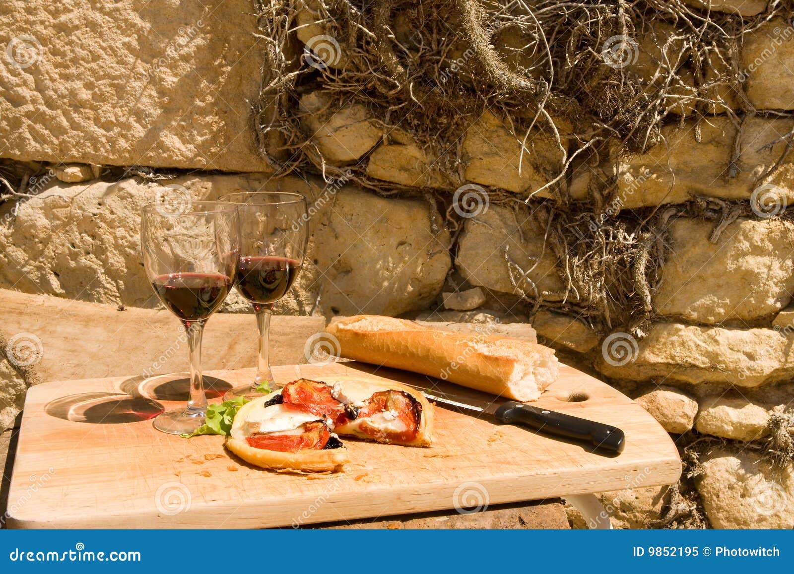 Rustic lunch in France stock image. Image of plate, glasses - 9852195