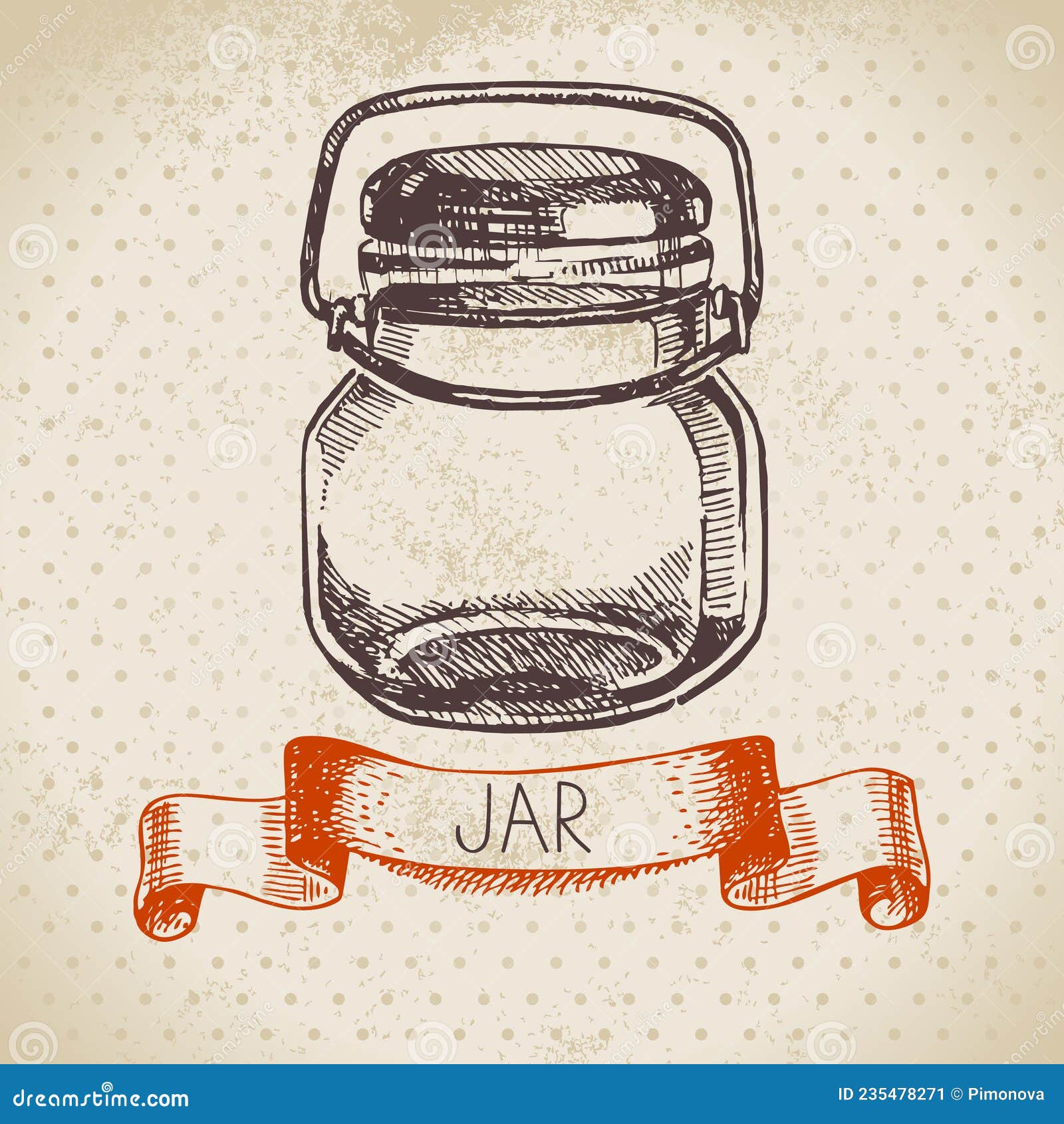 Rustic, Mason and Canning Jar. Vintage Hand Drawn Sketch Design Stock ...