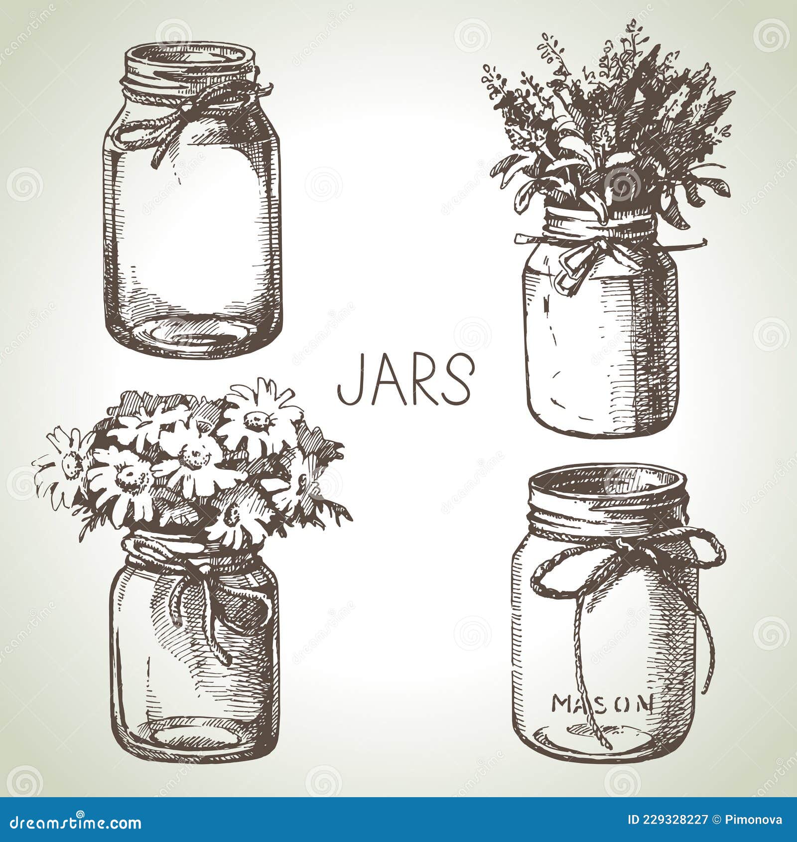 Jars Hand Drawing Vector Illustration. Outline Sketch Style ...