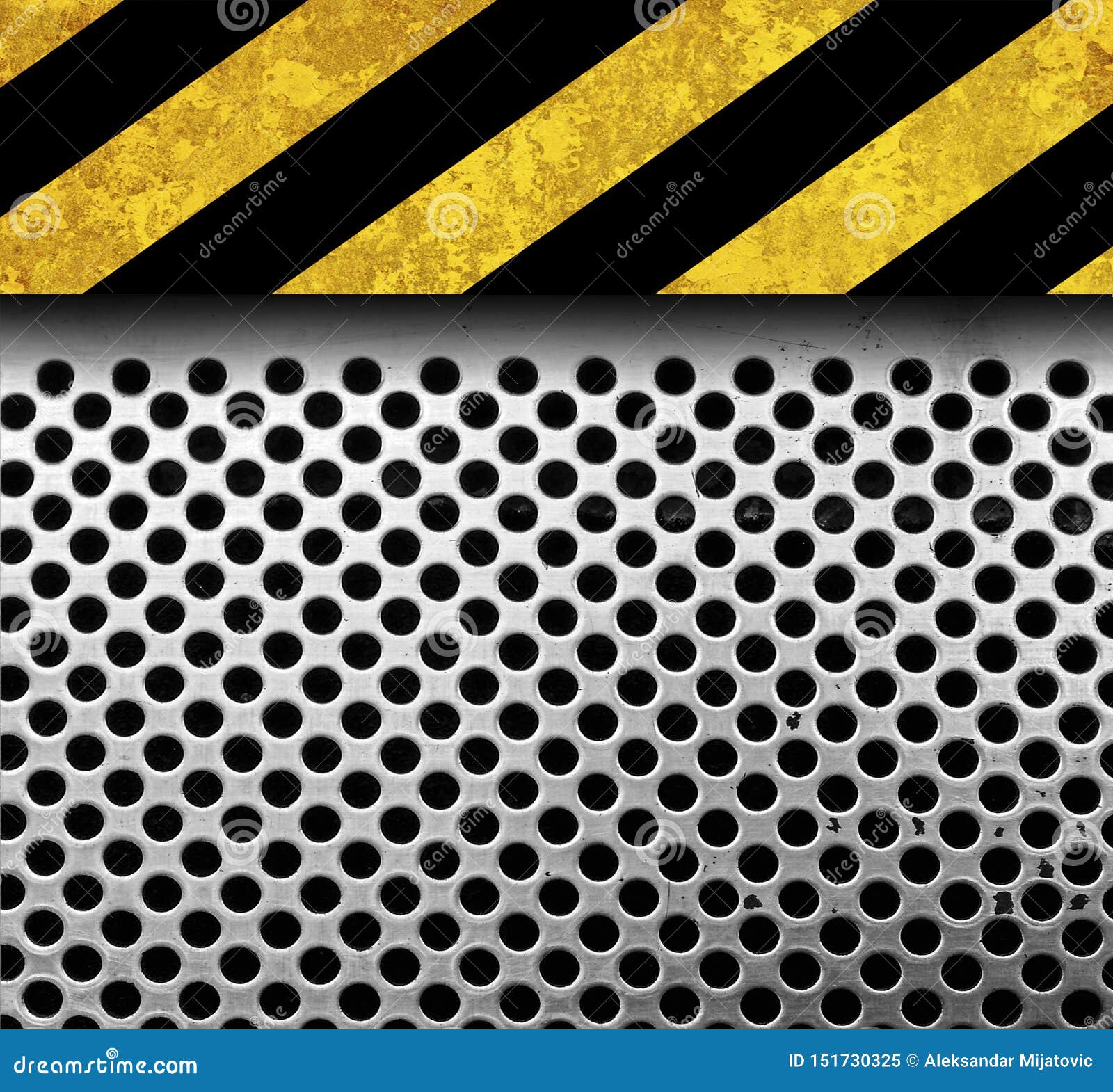 Rustic Metal Background with Warning Stripes Stock Image - Image of ...