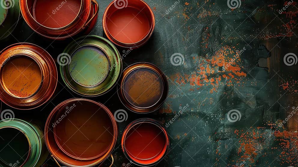 Rustic Metal Containers on Distressed Background Stock Illustration ...