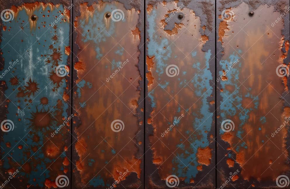 Rustic Metal Panel with Diverse Rust Patterns. Aged Metal Texture Shows ...