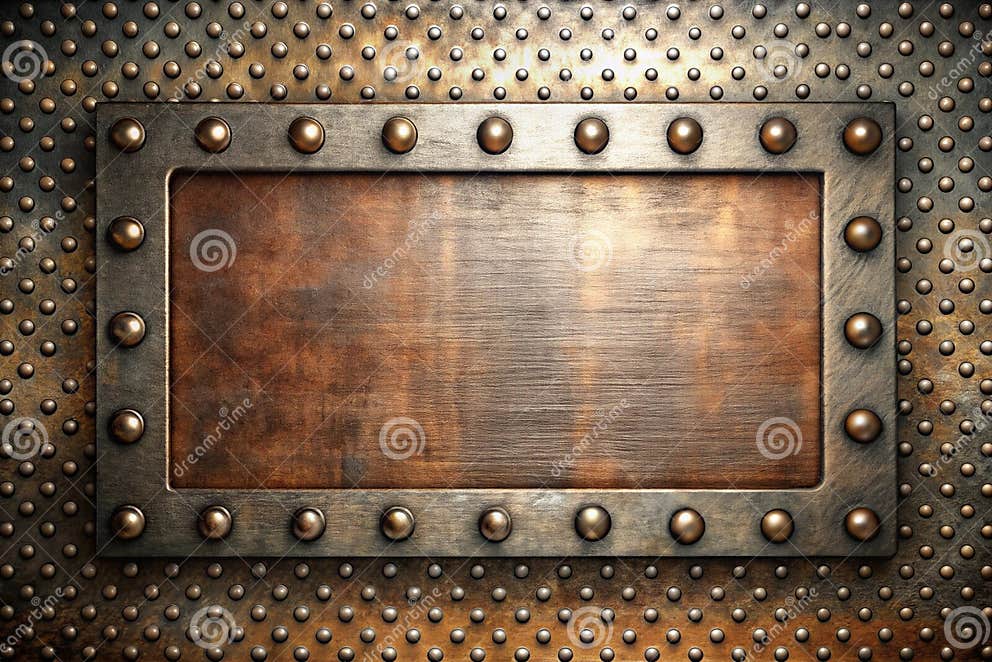 Rustic Metal Plate with Rivets 3D Illustration Stock Illustration ...